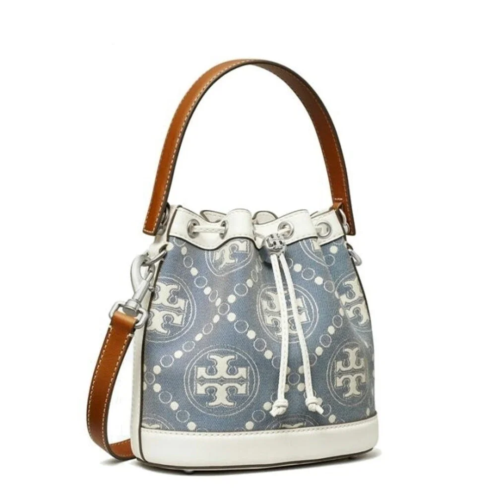 Tory Burch | Bags | Tory Burch T Monogram Drawstring Bucket Bag Brown ...